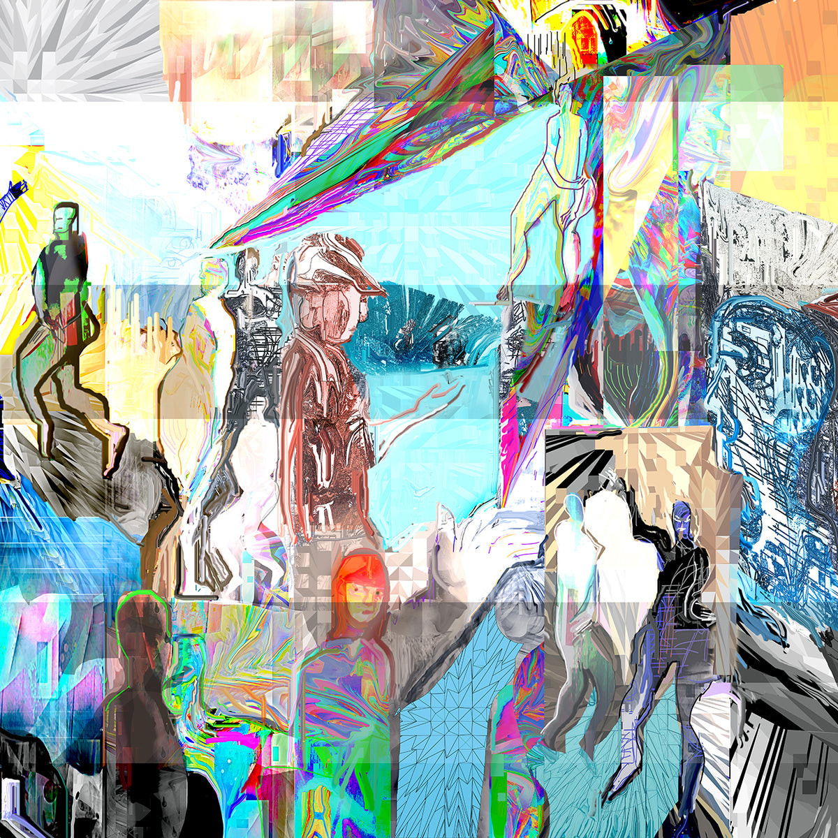 Maximalist Impressionist Colorful People Wall Print – Art by Deeling