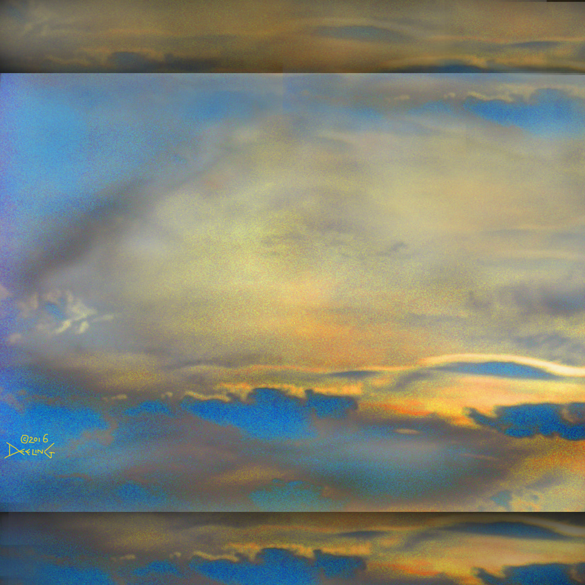 Maximalist Impressionist Watercolor Sky Art Print – Art by Deeling