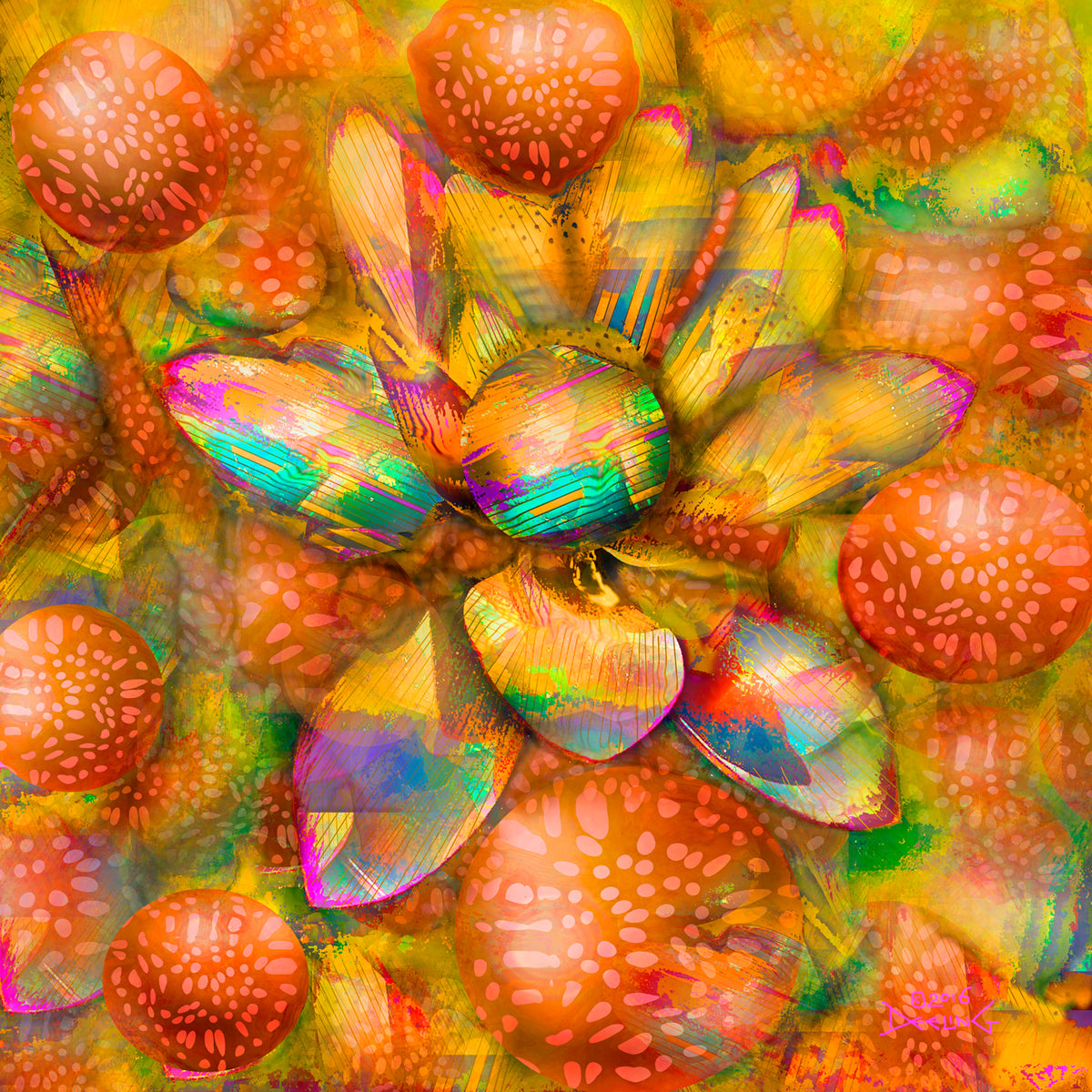 Lotus Tangerine 2016 Fine Art Print – Art by Deeling