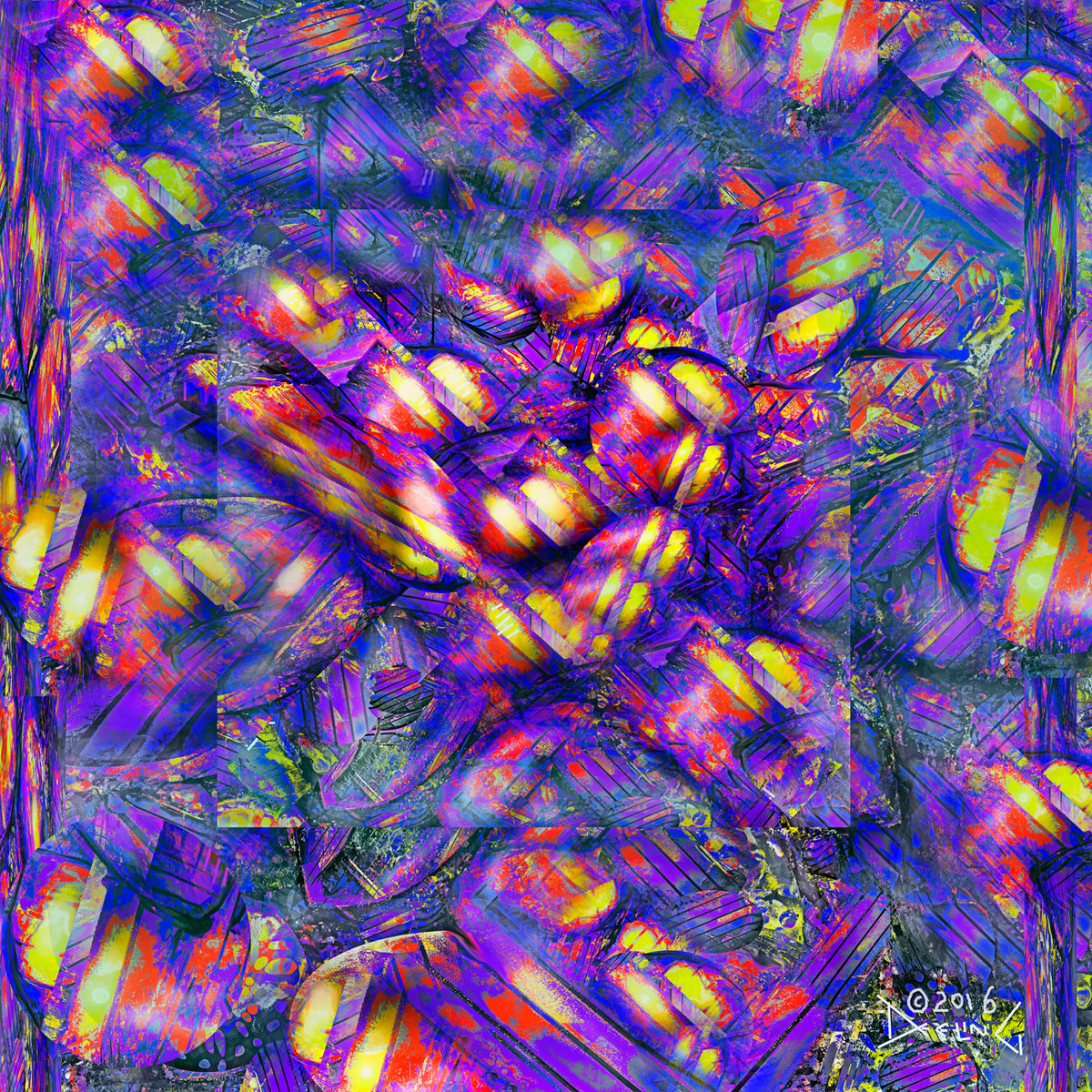 Maximalist Impressionist Watercolor Nightscape Print – Art by Deeling